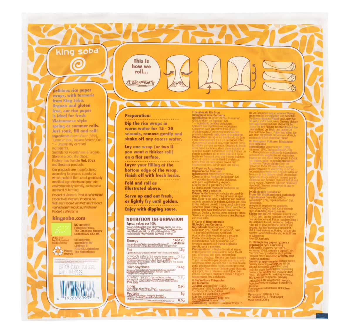 Rice Paper Wraps - Organic Turmeric Brown Rice Paper | King Soba UK